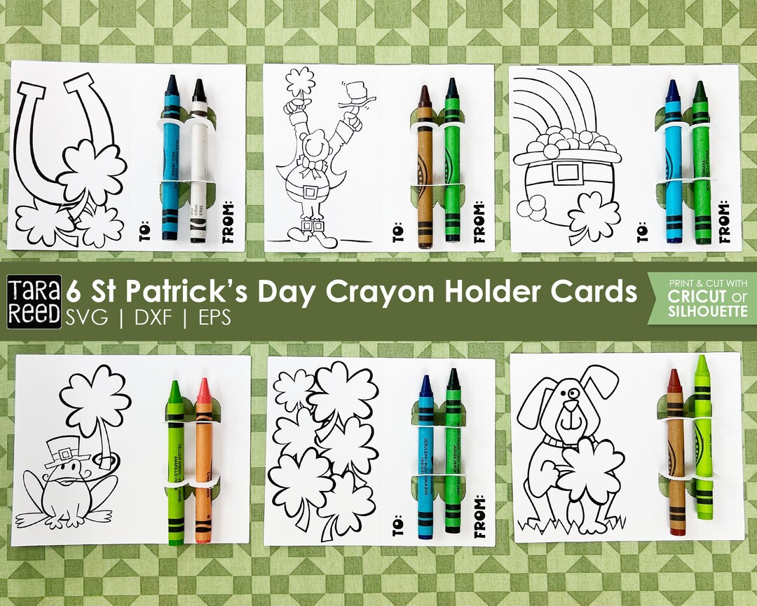 6 St Patrick's Day Print and Cut Coloring Cards for Cricut and ...