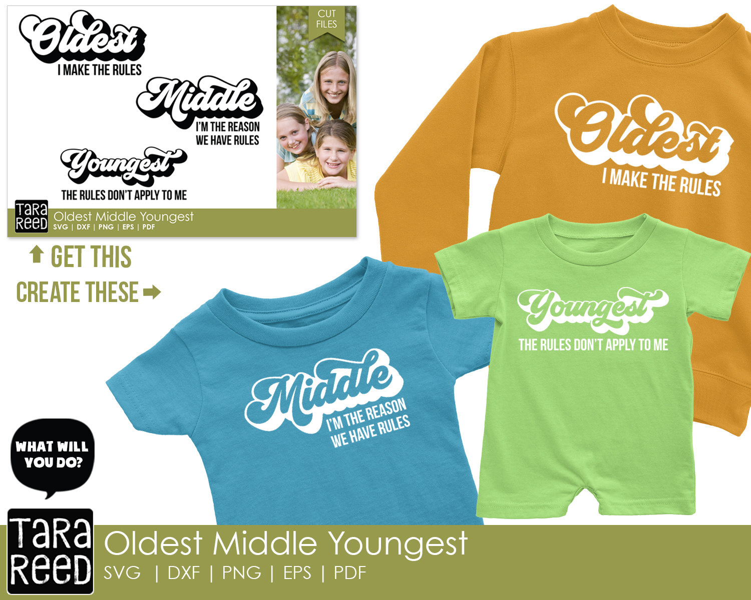 Oldest Middle and Youngest Siblings - Family SVG and Cut Files - Etsy