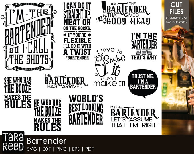 Bartender SVG Bundle, Bar SVG, Server SVG, Bartender Cut File ...