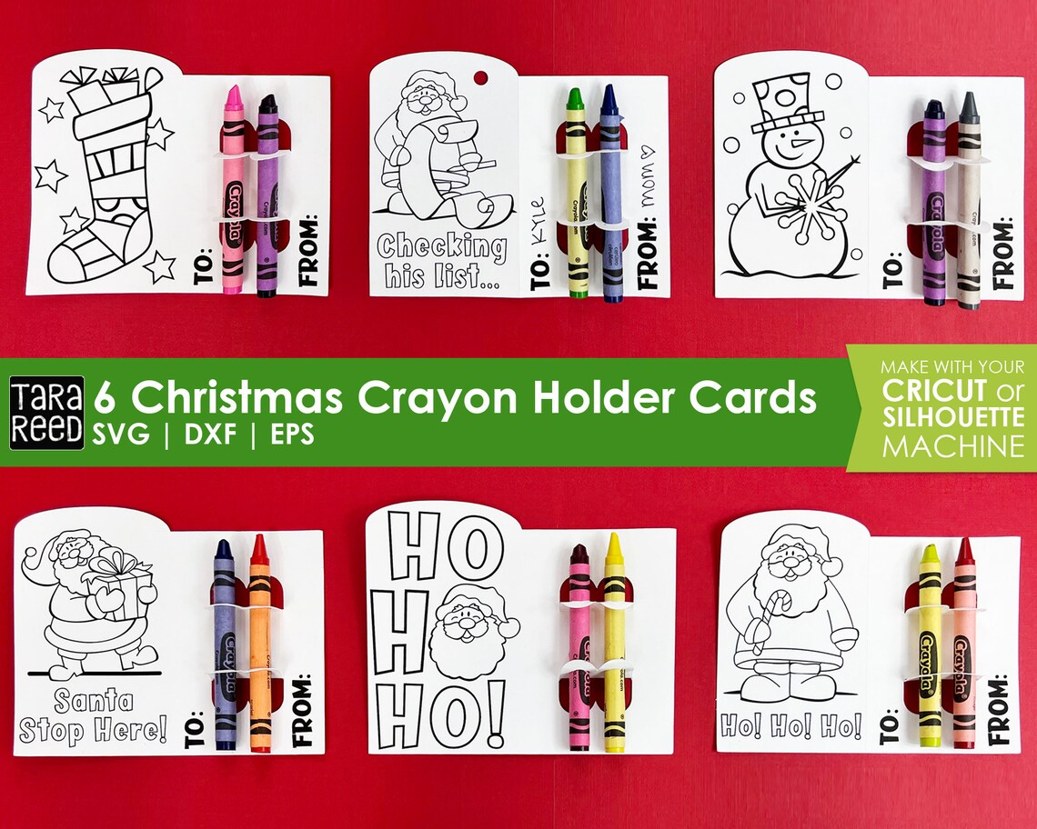 6 Christmas Print Then Cut Coloring Cards for Cricut and - Etsy