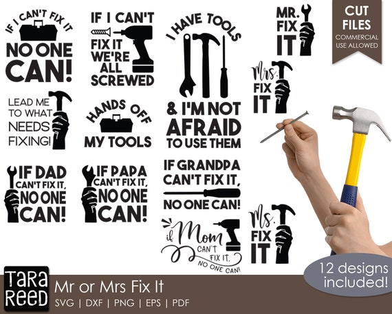 Mr or Mrs Fix It Handyman SVG and Cut Files for Crafters - Etsy Canada