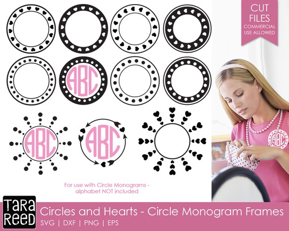 Circles and Dots Round Monogram Frames SVG and Cut Files for - Etsy
