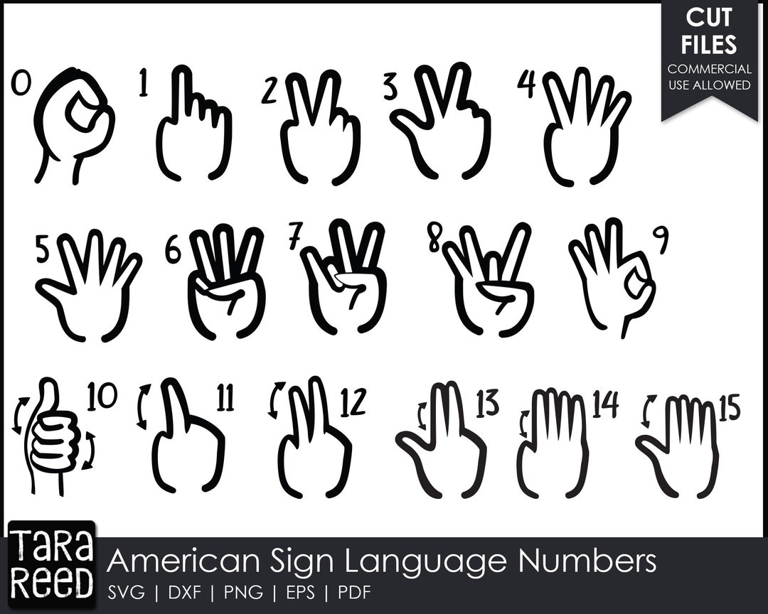 Sign Language Numbers American Sign Language SVG And Cut Files For