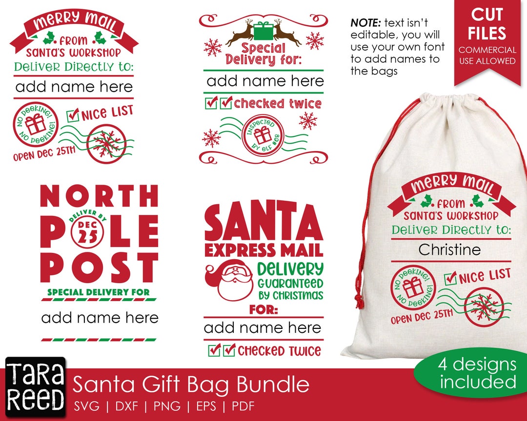 Santa Gift Bag SVG and Cut Files for Crafters - Etsy