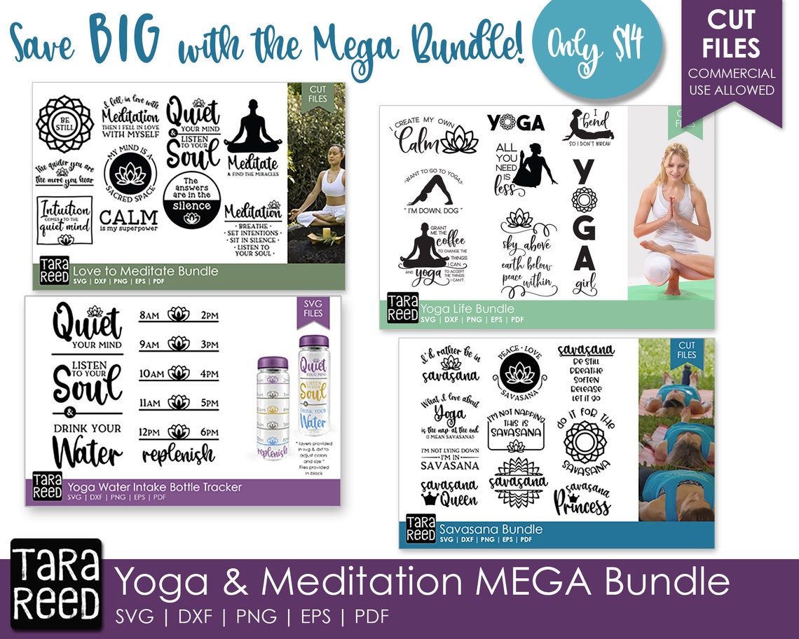 Yoga & Meditation MEGA Bundle Yoga SVG and Cut Files for | Etsy