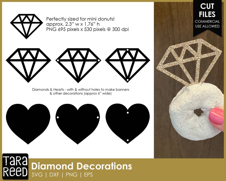 Mini Donut Diamond Engagement Ring SVG Bridal Shower Food | Etsy