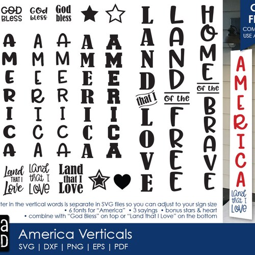 America Vertical Signs Patriotic SVG Files for Crafters - Etsy