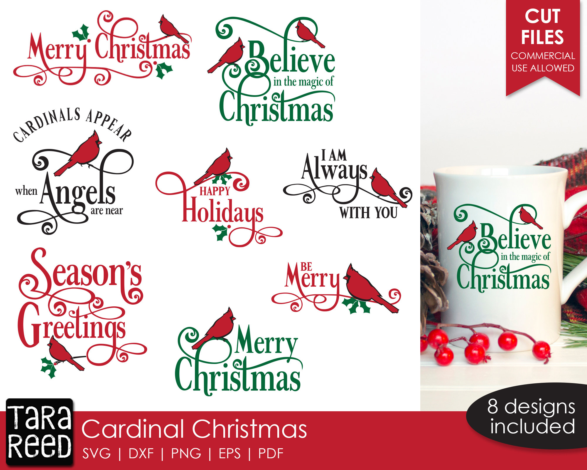 Cardinal Christmas SVG and Cut Files for Crafters - Etsy