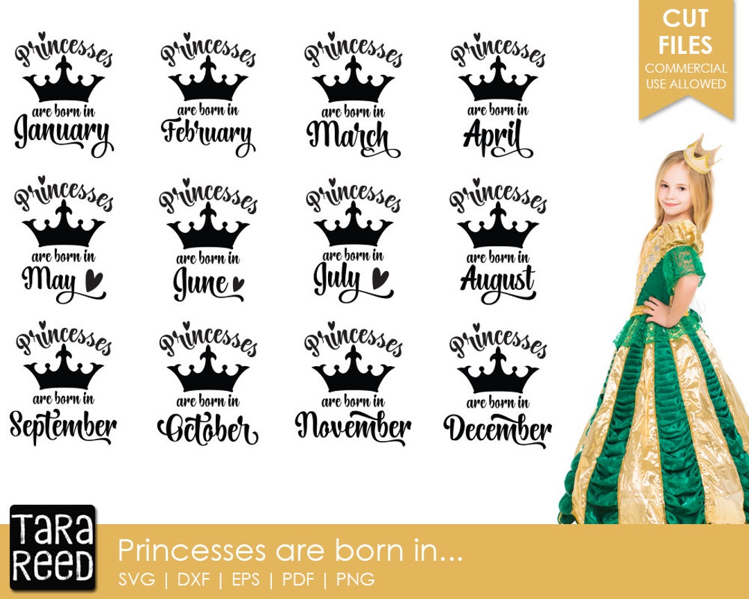 Princess Birthday Month Birthday SVG and Cut Files for Crafterssee Shop ...