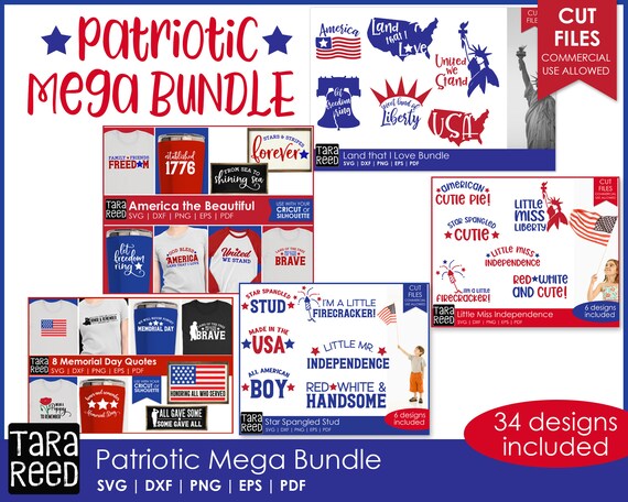 Patriotic Mega Bundle 34 Patriotic SVG and Cut Files for - Etsy