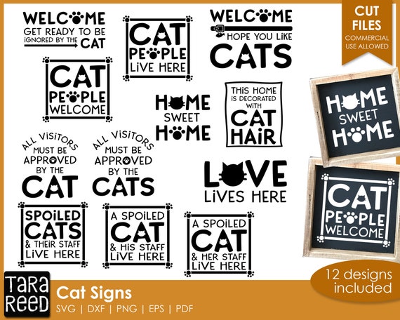 12 Cat SVG Files for Cricut or Silhouette Cat Signs - Etsy
