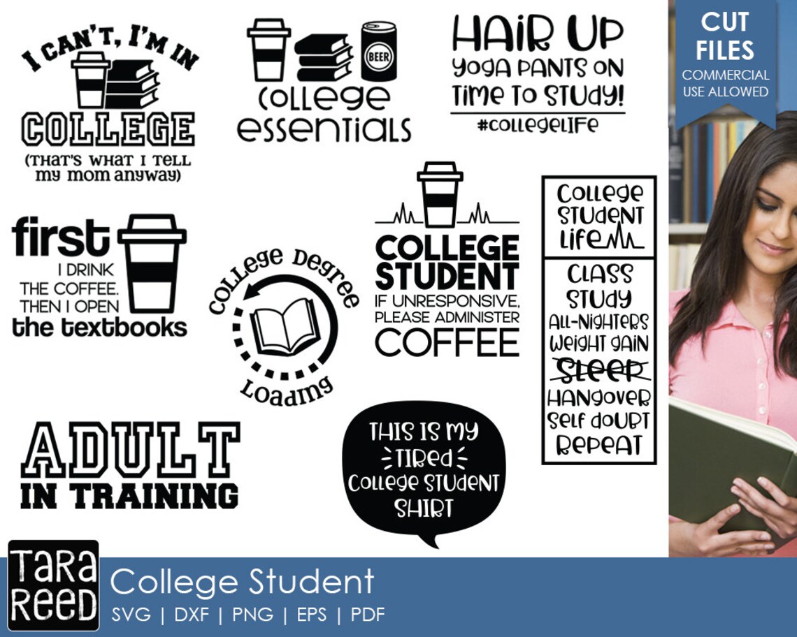 College Student College SVG and Cut Files for Crafters - Etsy