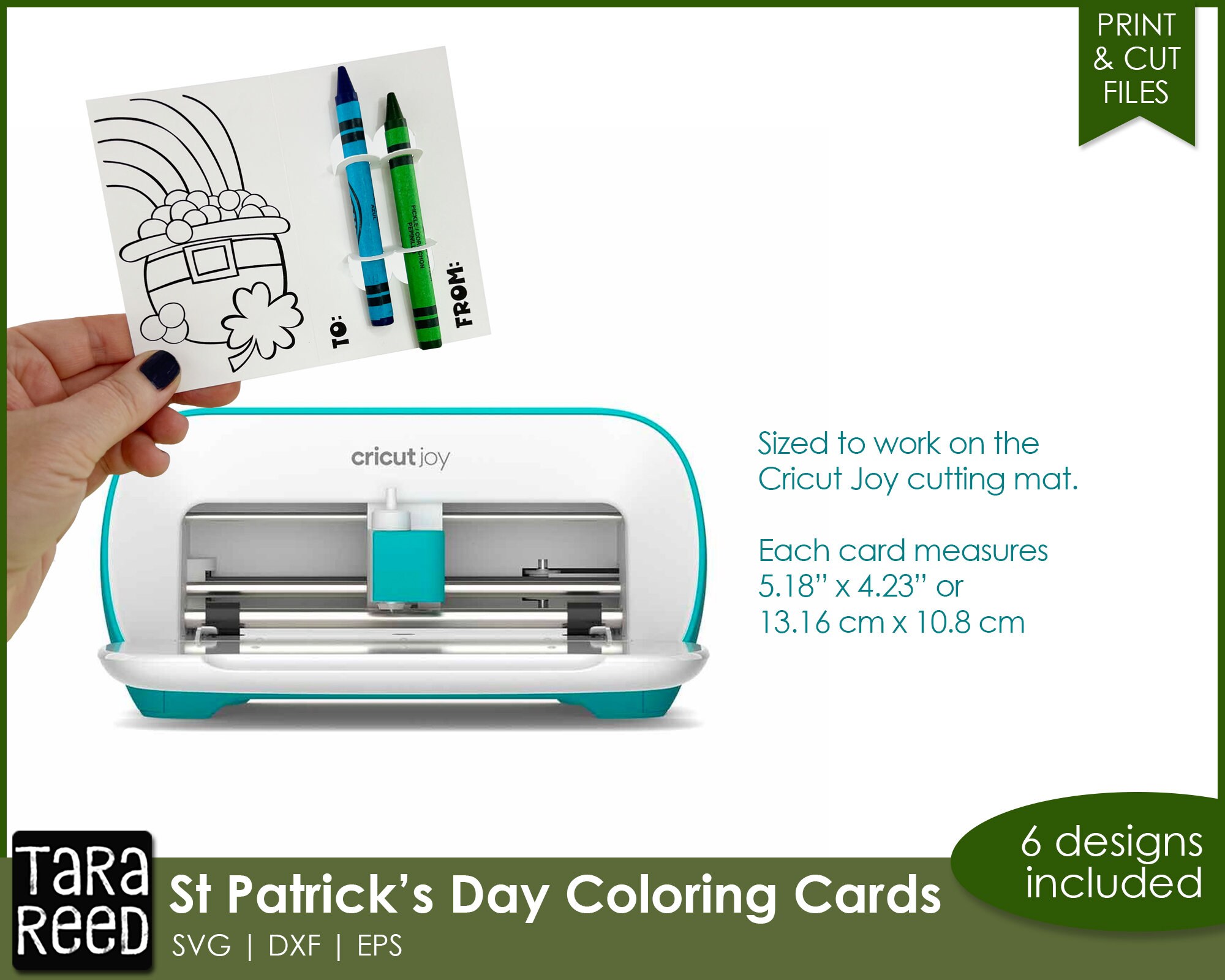 6 St Patrick's Day Print and Cut Coloring Cards for Cricut and ...