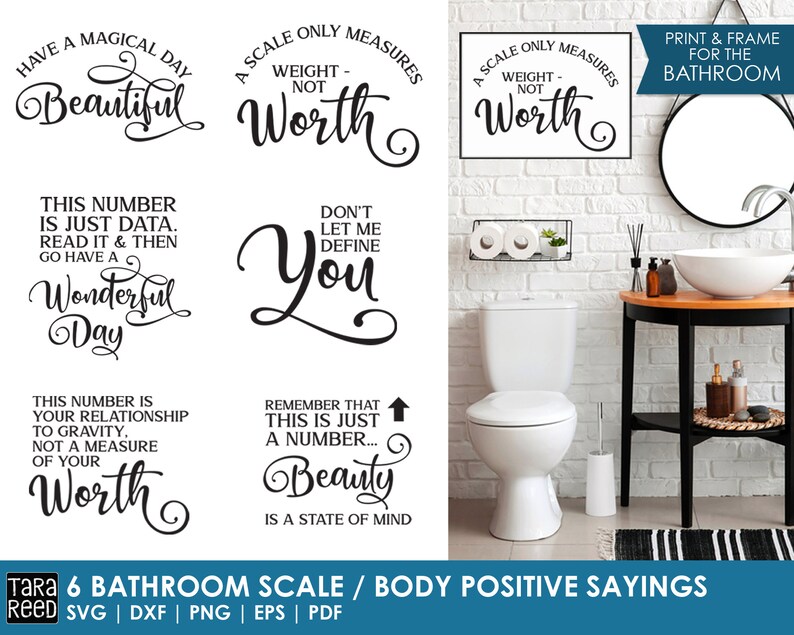 Bathroom Scale Sayings Body Positive Quotes for Crafters - Etsy