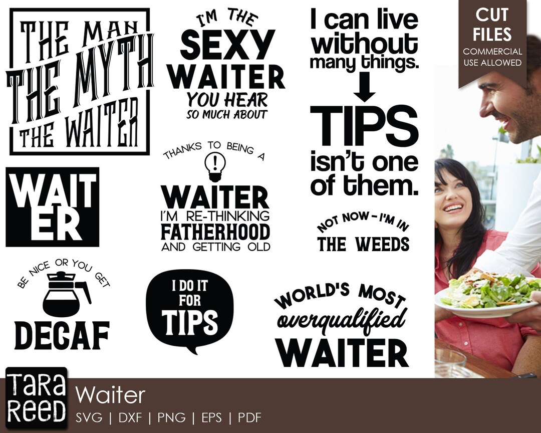 Waiter SVG and Cut Files for Crafters - Etsy