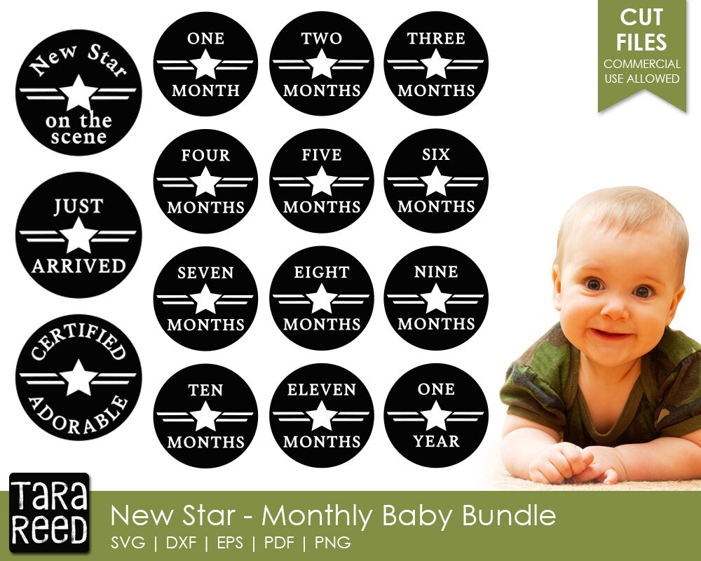New Star Monthly Baby Baby SVG and Cut Files for Crafters | Etsy