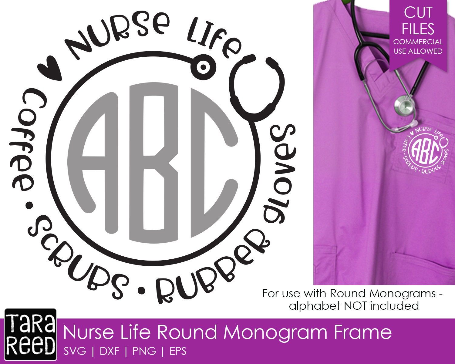 Nurse Life Round Monogram Frame Nursing SVG and Cut Files | Etsy
