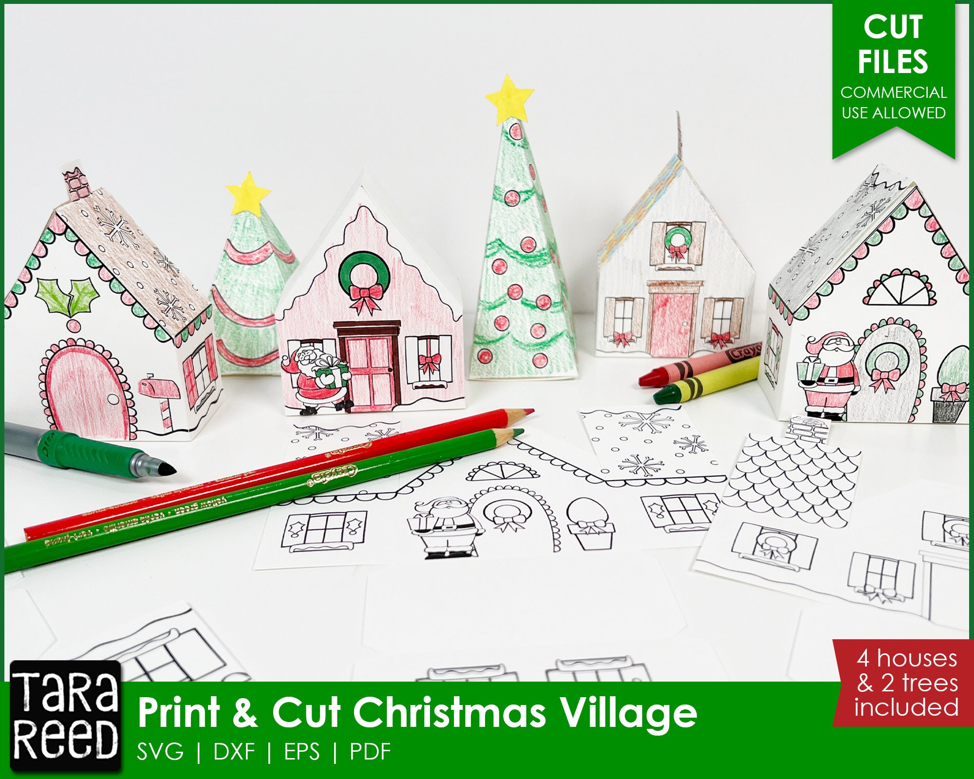 DIY Christmas Village Printable Christmas Houses - Etsy