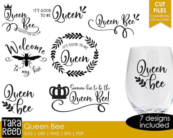 Queen Bee, SVG, EPS, Dfx, Pdf, Clipart, Queen Bee, Digital Download ...