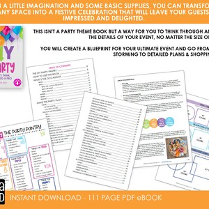 DIY the Party - Party Plan Ideas Book With Party Plan Worksheets & How ...