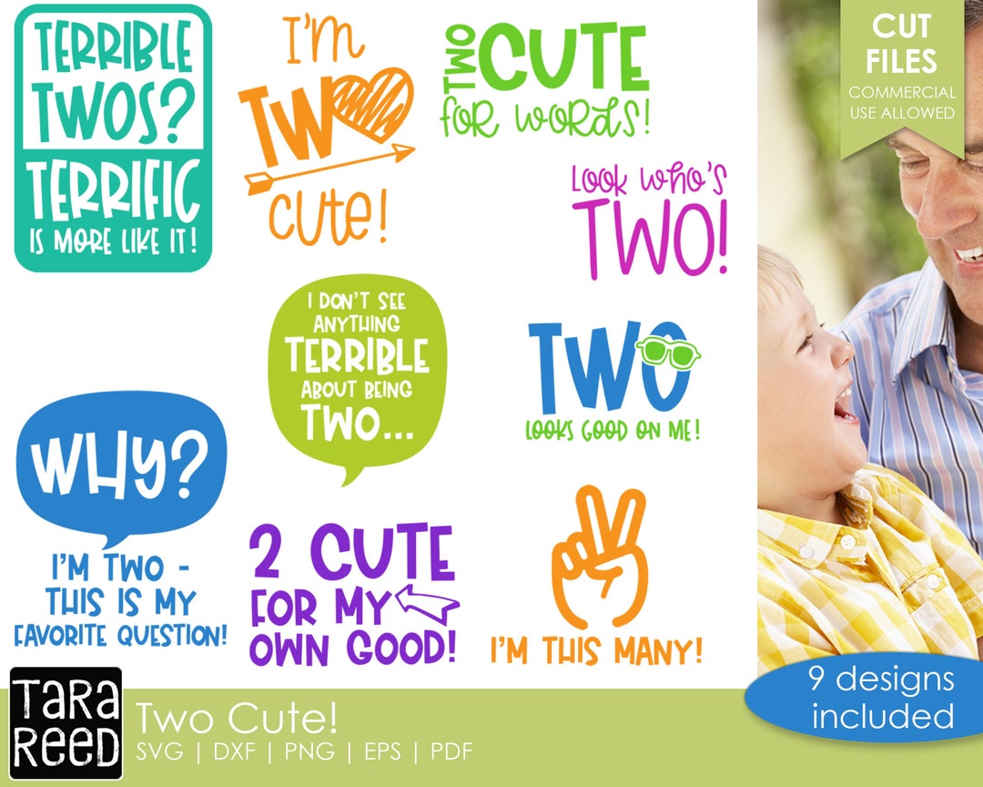 Two Cute Second Birthday SVG and Cut Files for Crafters - Etsy