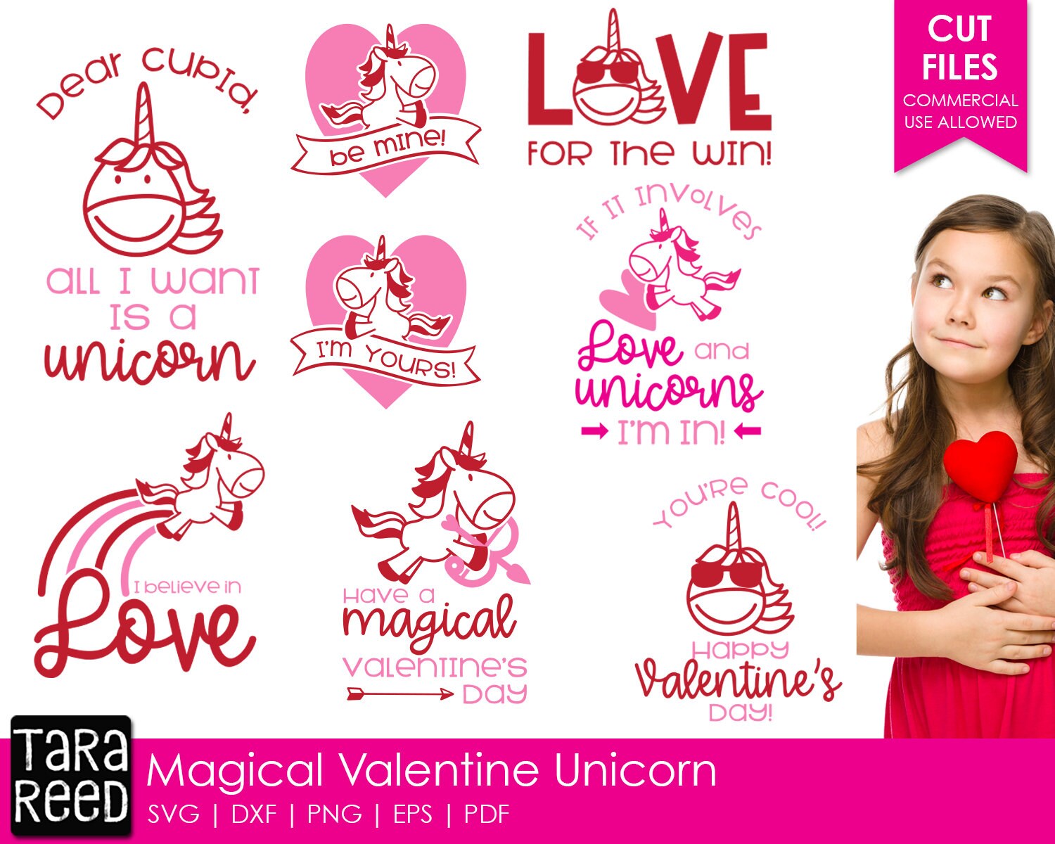 Magical Valentine Unicorn Valentines Day SVG and Cut Files | Etsy