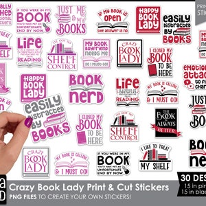 Printable Book Quote Stickers Reading Print and Cut Stickers - Etsy