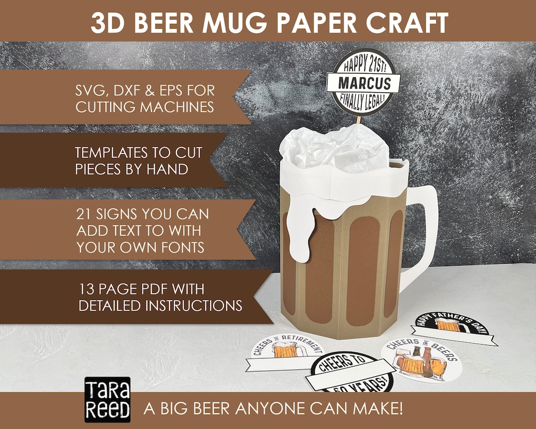 DIY 3D Beer Mug Centerpiece Beer Decoration With Cricut Beer Mug Paper ...