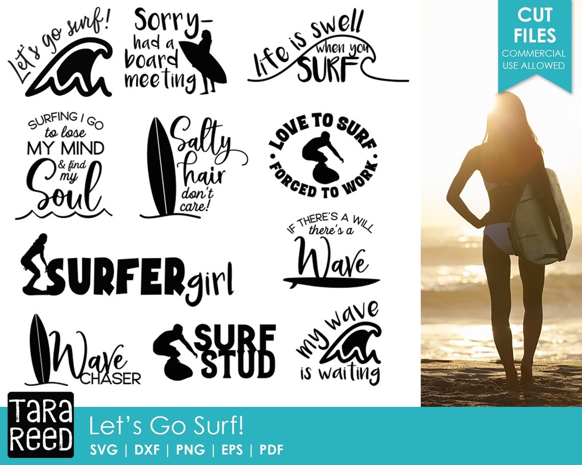 Let's Go Surf Surfing SVG and Cut Files for Crafters - Etsy