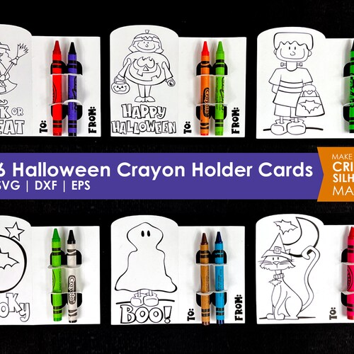 More Halloween Print Then Cut Coloring Cards for Cricut and - Etsy