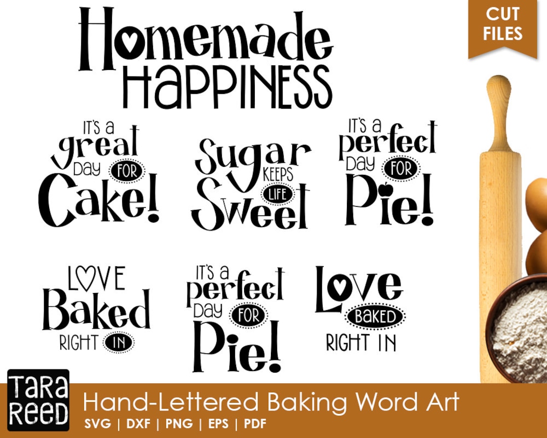 Hand-lettered Baking Word Art Kitchen SVG and Cut Files for Crafters - Etsy