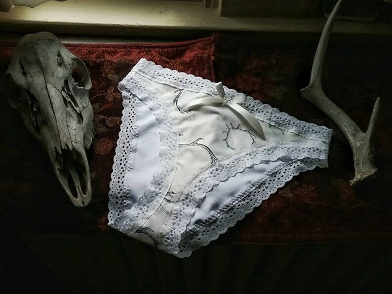 Deer Spirit Small Antler Print Bralette & Bikini Panty Ivory - Etsy UK