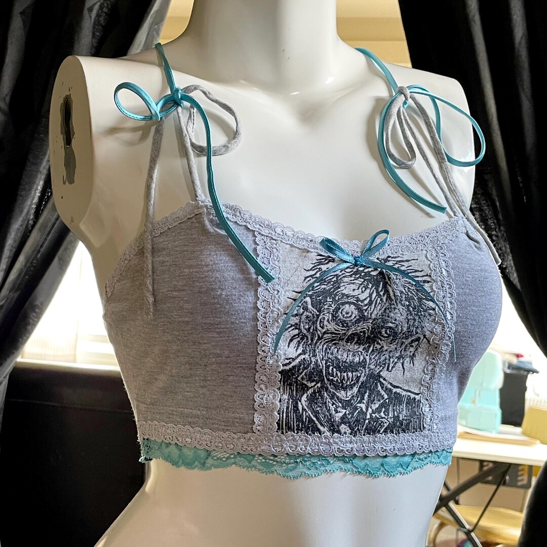 The Pastel Dead - Pale Grey Pink and Blue Lace Zombie Bralette - Xs ...