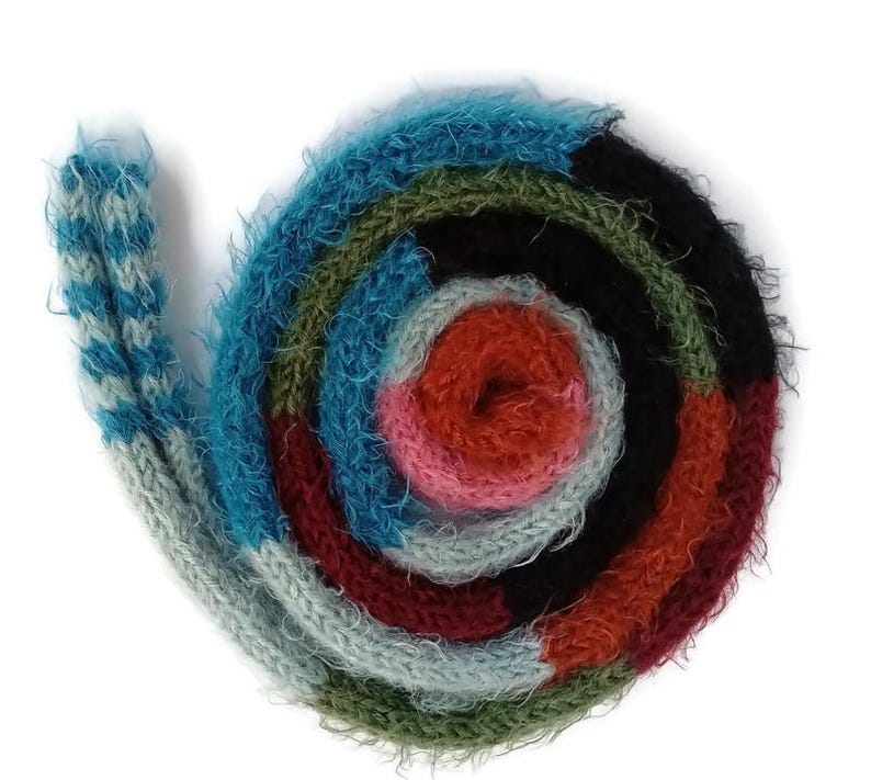 Skinny Scarf Knit Fluffy Scarf Striped Rainbow Skinny Knit Women Men ...
