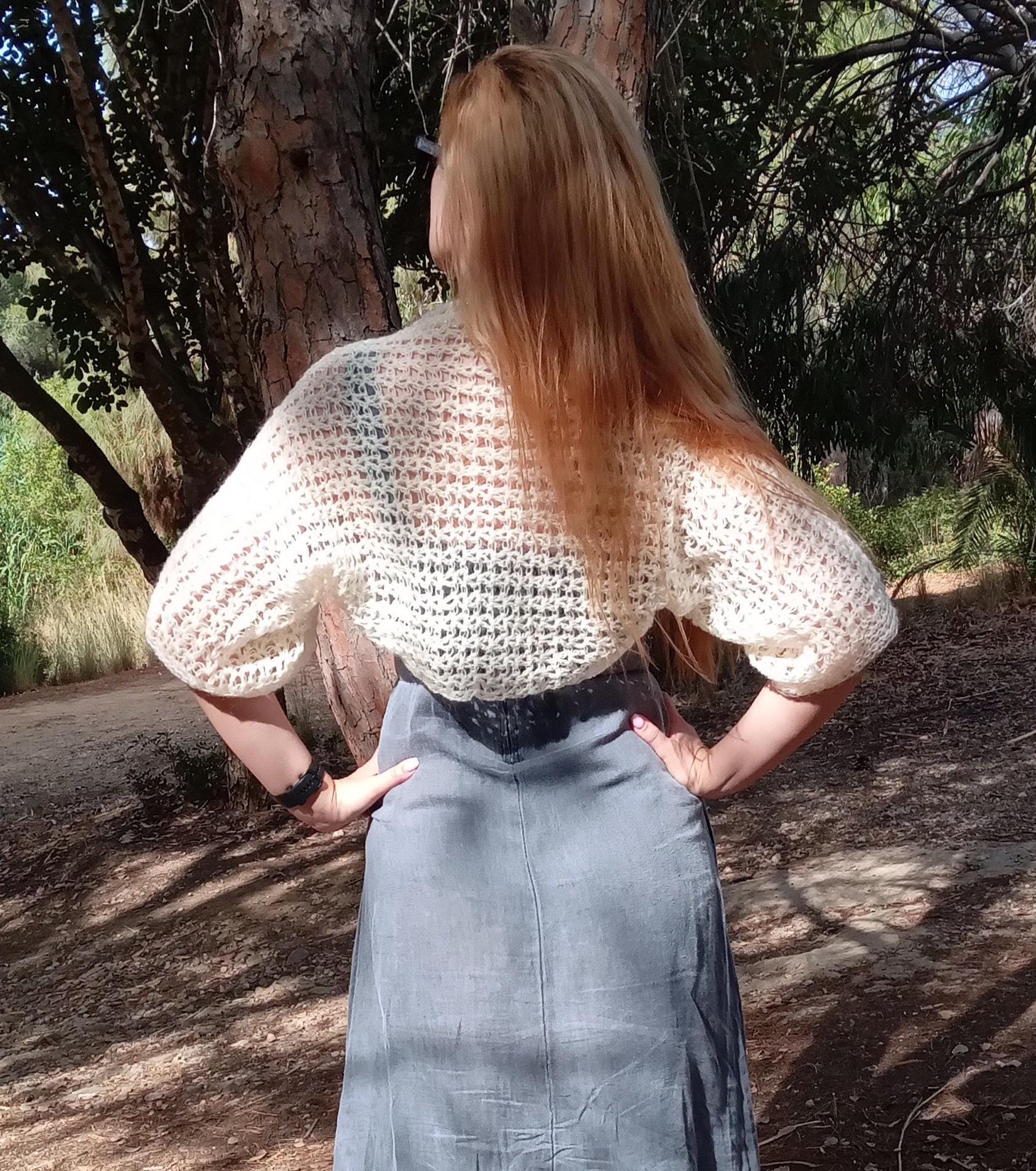 Bolero Cover Up, Crochet Women Bolero, Cream Shrug, Knit Shrug, Dress ...