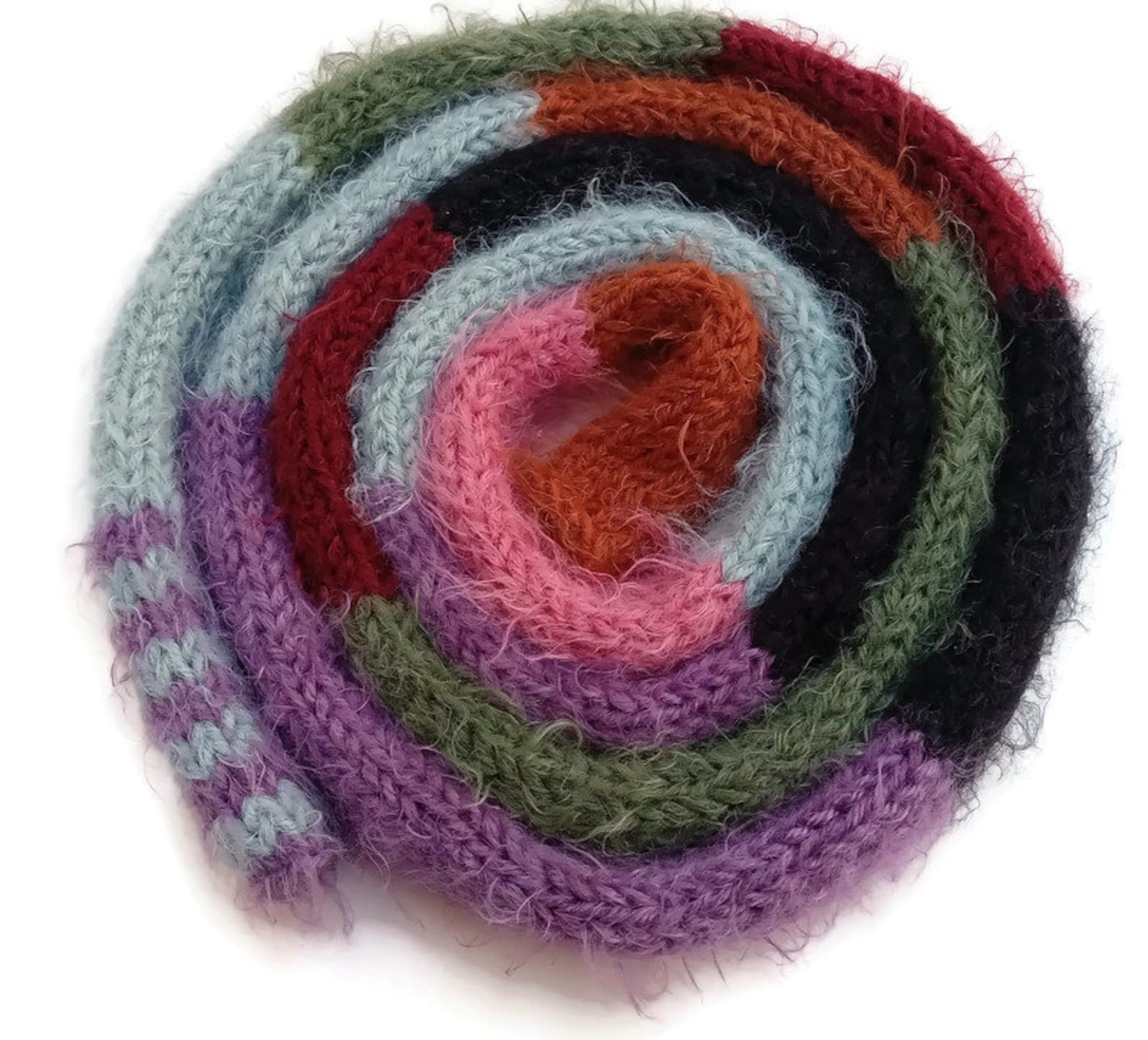 Skinny Scarf Knit Fluffy Scarf Striped Rainbow Skinny Knit Women Men ...