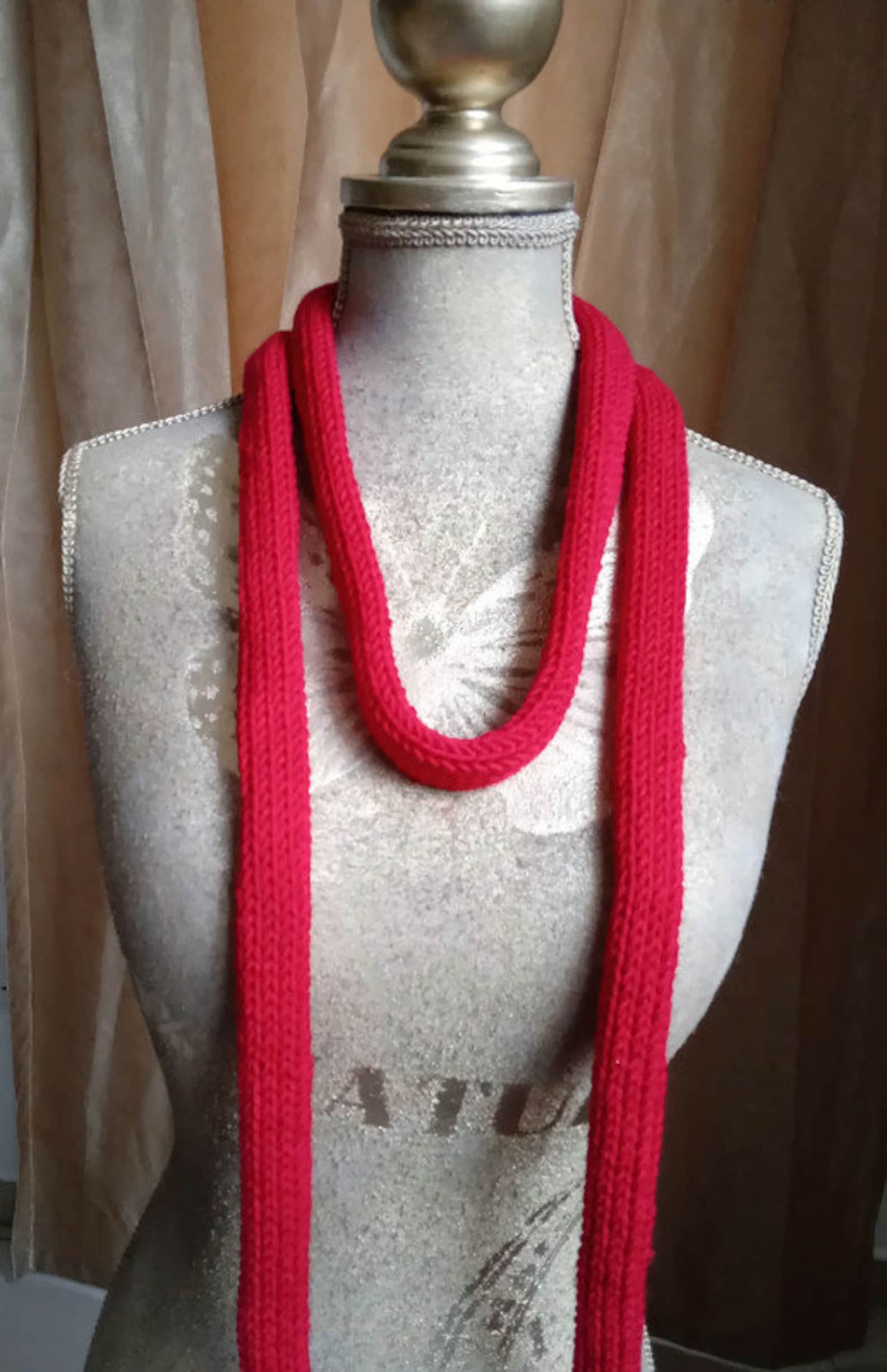 Skinny Scarf, Skinny Knit Scarves, Knit Red Scarf, Little Neck Scarf ...