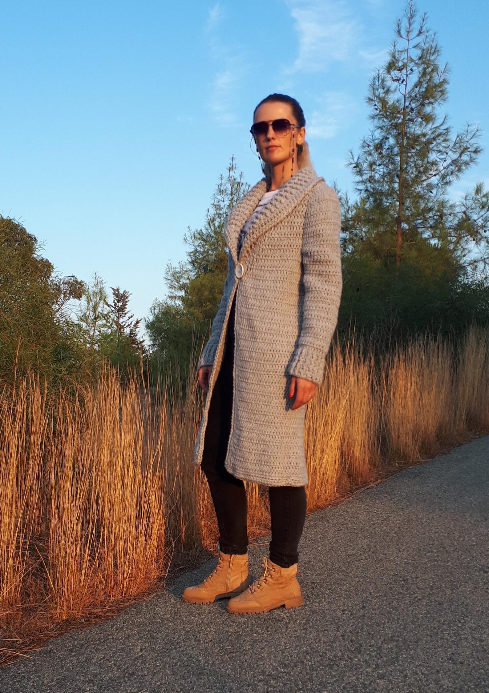 Long Gray Knit Coat, Chunky Knit Coat, Cardigan, Long Jacket, Women ...