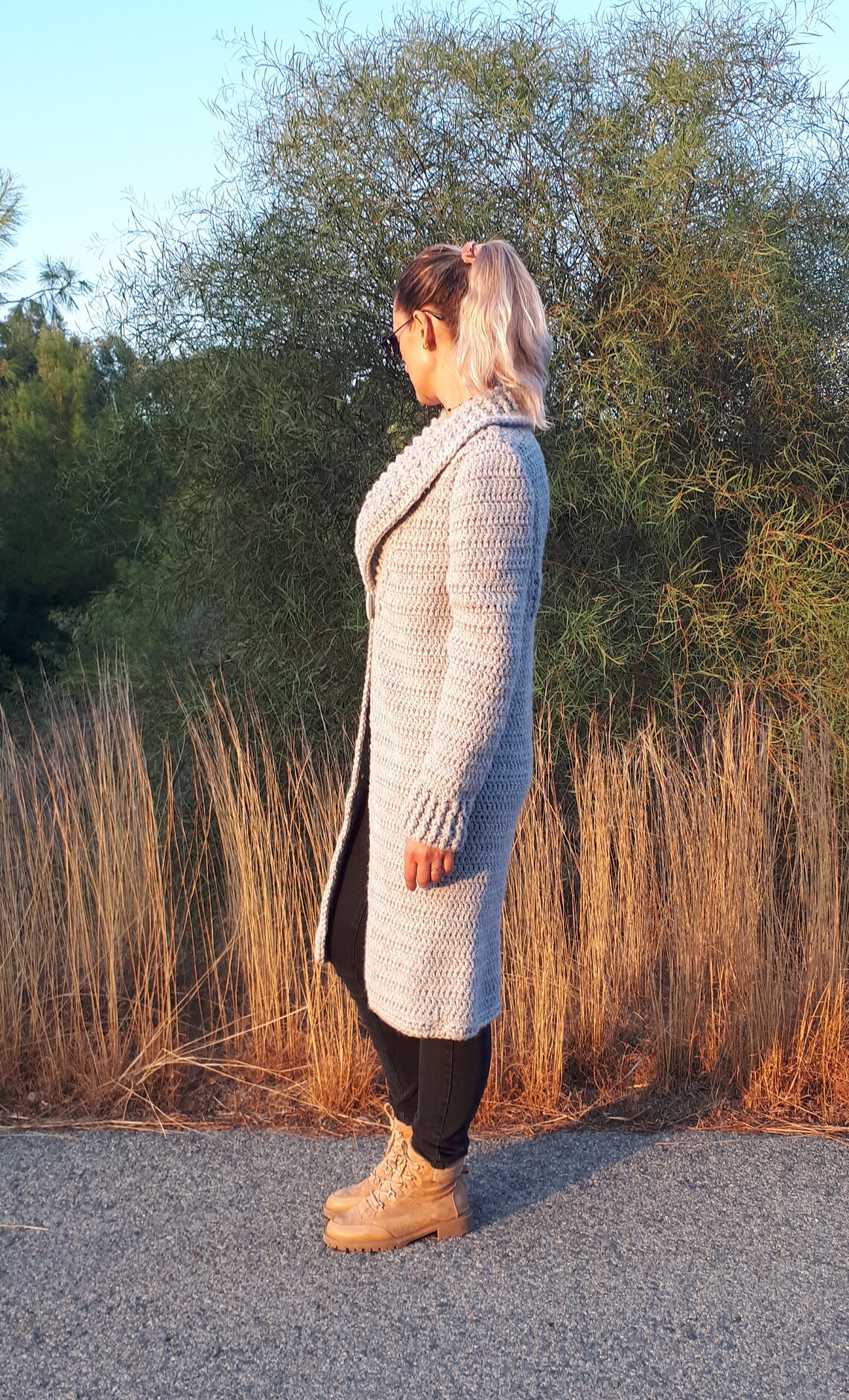 Long Gray Knit Coat, Chunky Knit Coat, Cardigan, Long Jacket, Women ...