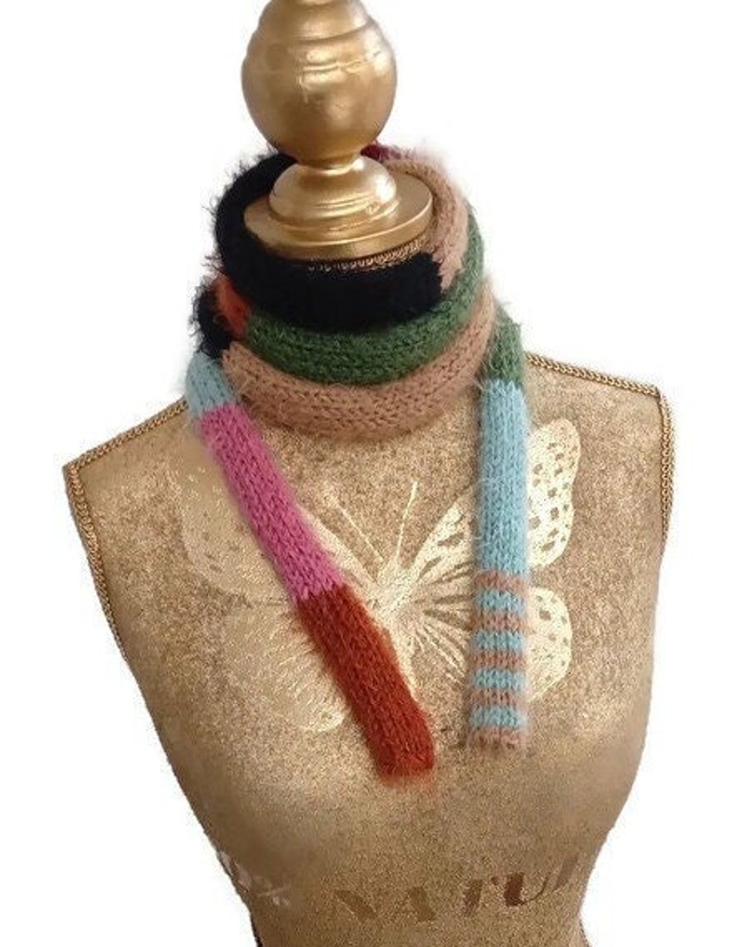Skinny Scarf Knit Fluffy Scarf Gift Rainbow Skinny Knit Women Men Scarf ...