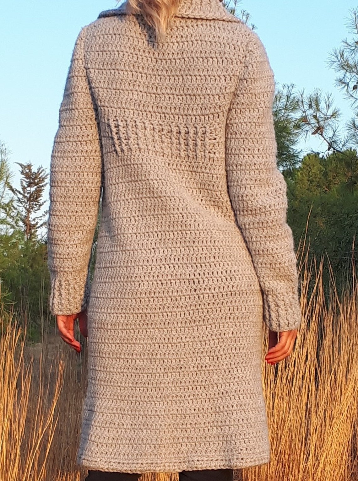 Long Gray Knit Coat, Chunky Knit Coat, Cardigan, Long Jacket, Women ...