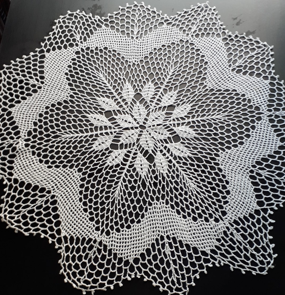 Round Tablecloth Coaster , Gift for Mom, Knit Round Doily, White Table ...