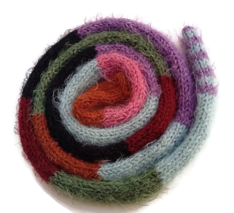 Skinny Scarf Knit Fluffy Scarf Striped Rainbow Skinny Knit Women Men ...
