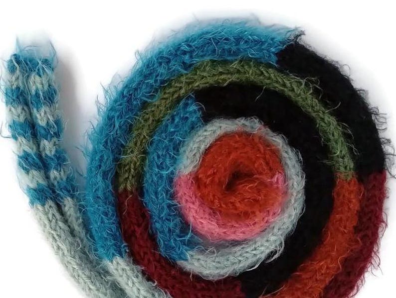 Skinny Scarf Knit Fluffy Scarf Striped Rainbow Skinny Knit Women Men ...