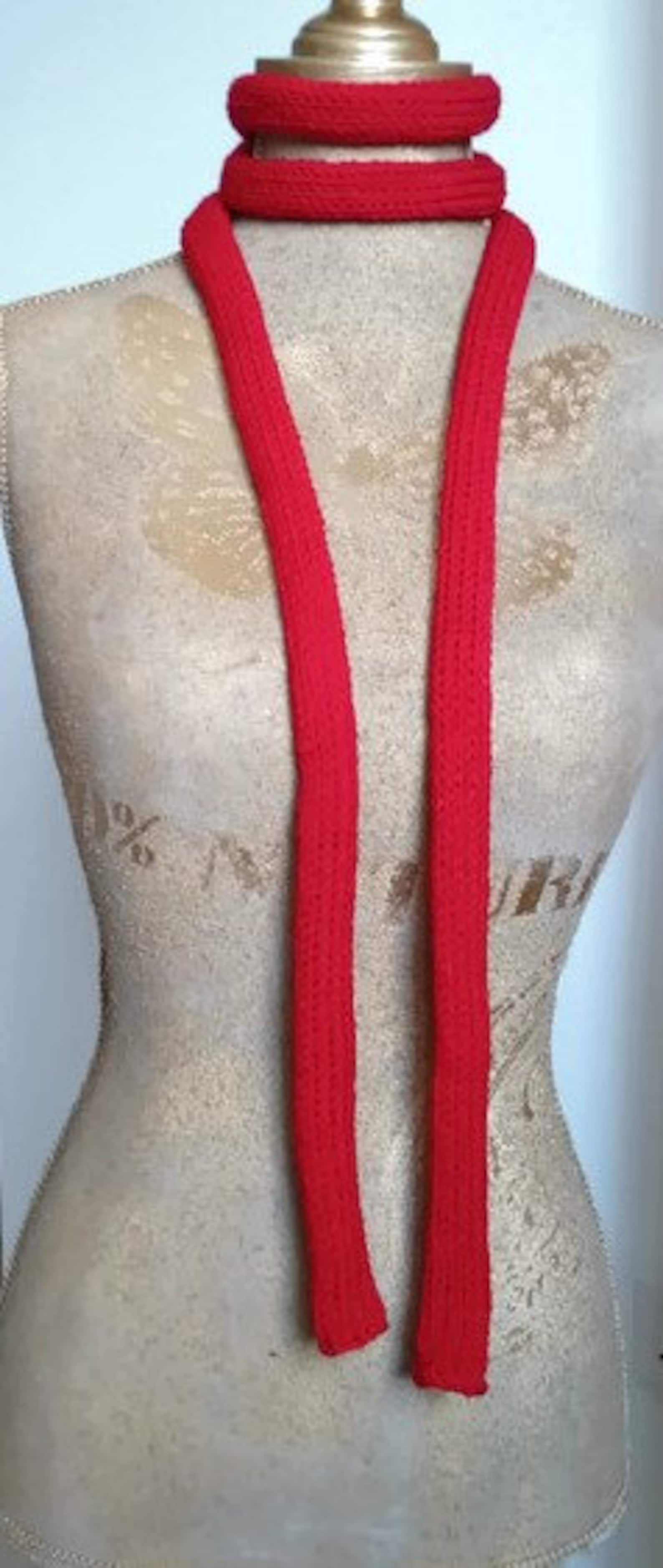 Skinny Scarf, Skinny Knit Scarves, Knit Red Scarf, Little Neck Scarf ...