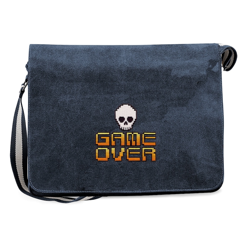 Vintage Canvas Messenger Bag With Embroidered 'game - Etsy