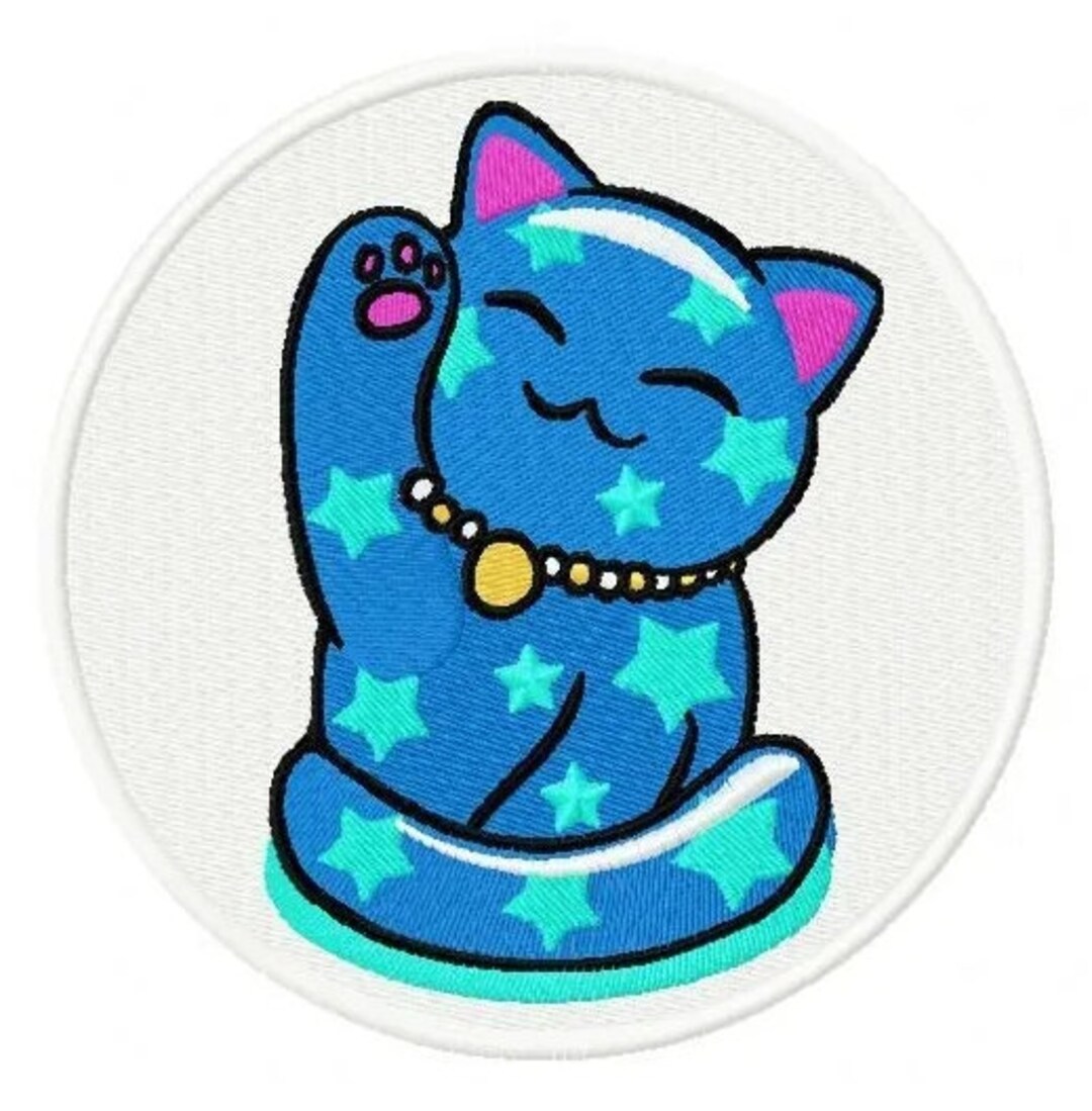 Maneki Neko Star Kitty Embroidered Patch - Available in 5 Sizes - Etsy