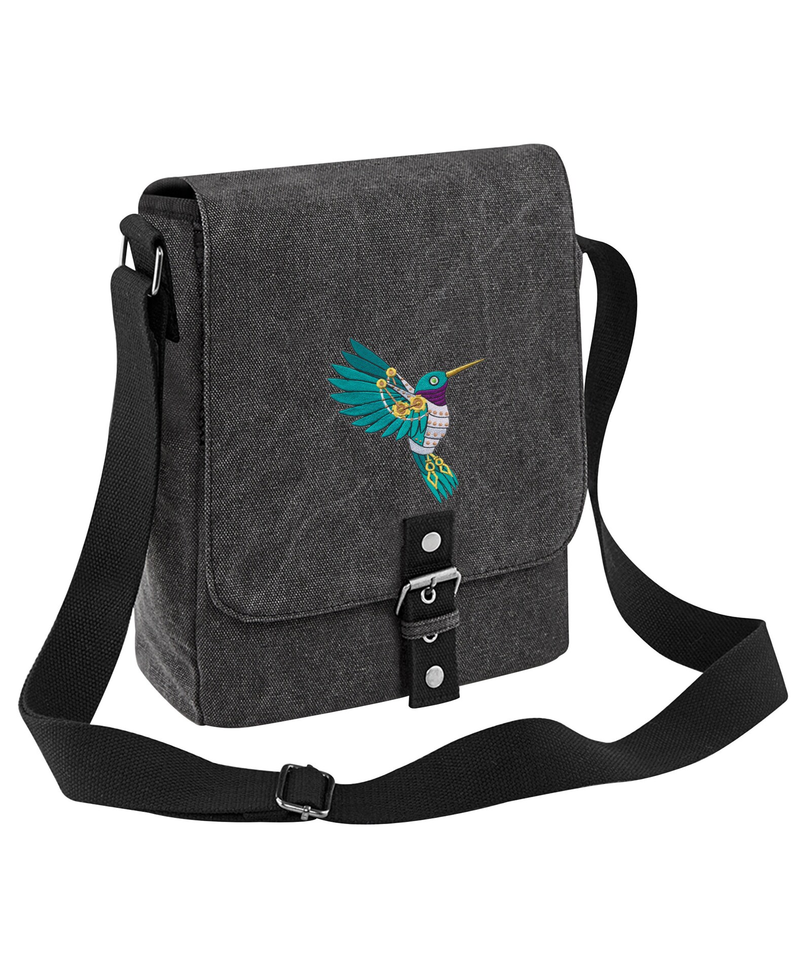 Steampunk Hummingbird Embroidered Canvas Tech Bag Available in Sahara ...