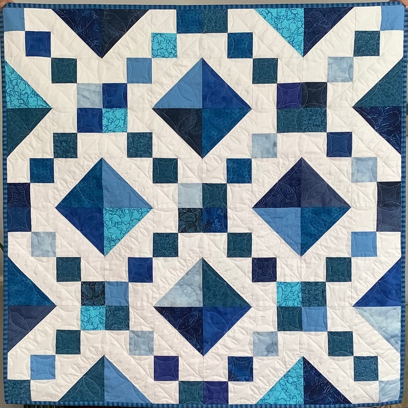 Handmade Jewel Box Baby Quilt in Shades of Blue. - Etsy