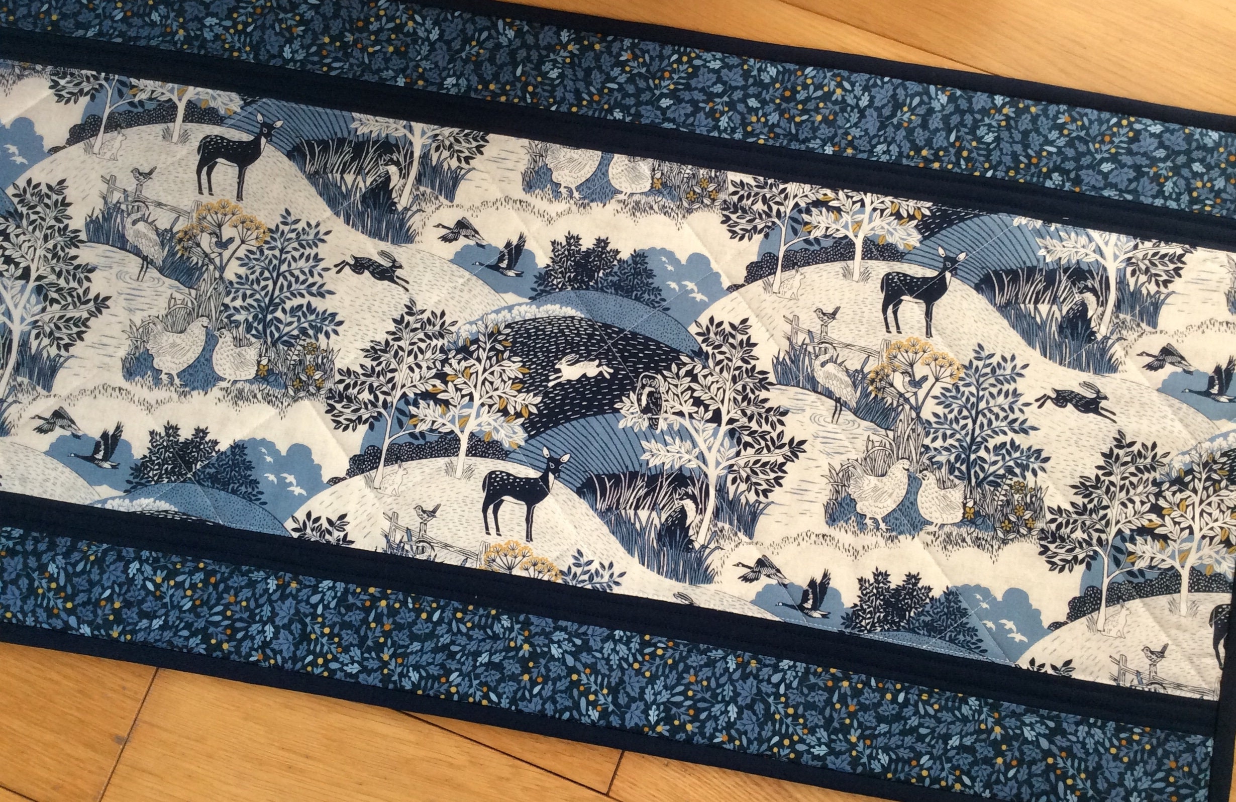 Countryside Quilted Table Runner. 41.75” x 15.50” Woodland table runner ...